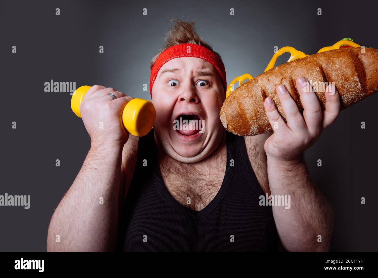 Overweight fat man, fight against obesity concept Stock Photo - Alamy
