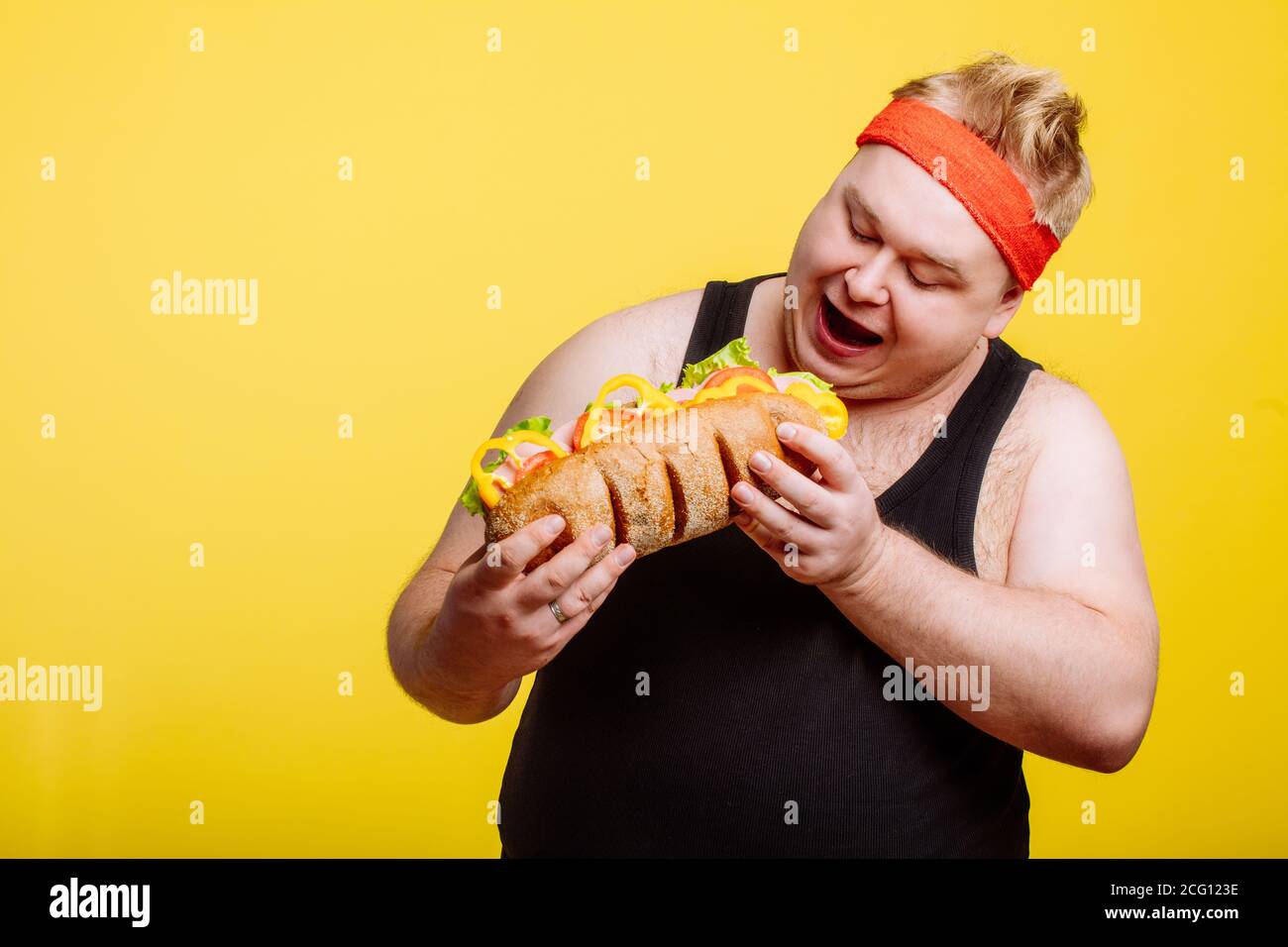 Funny Fat Man Eating