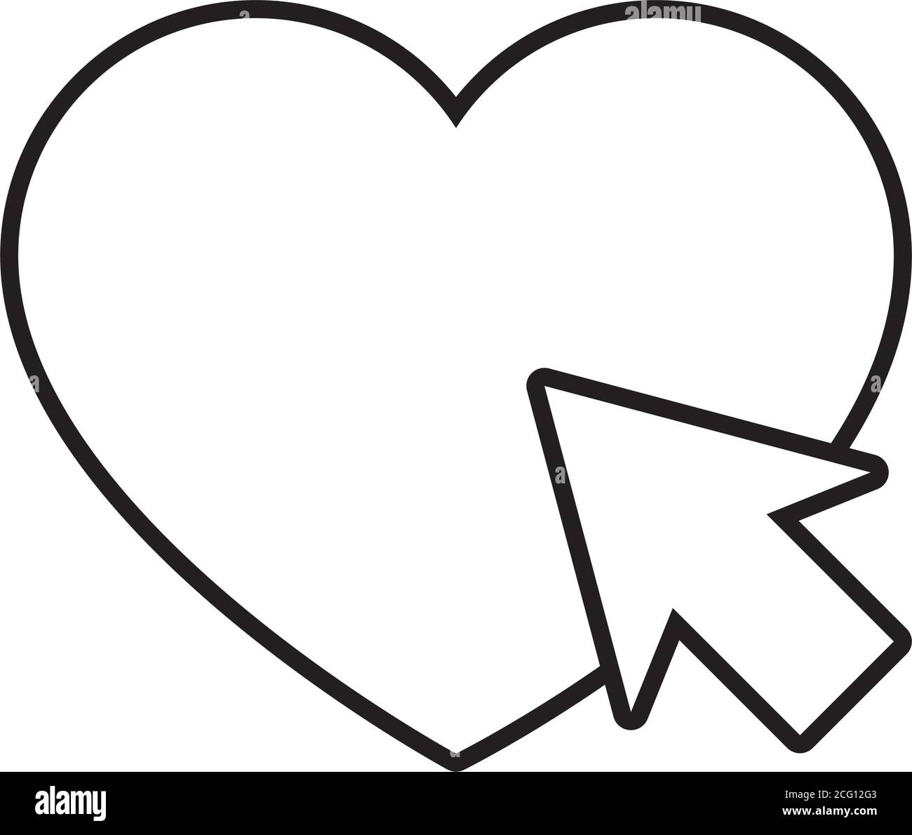 heart and arrow cursor icon over white background, line style, vector ...