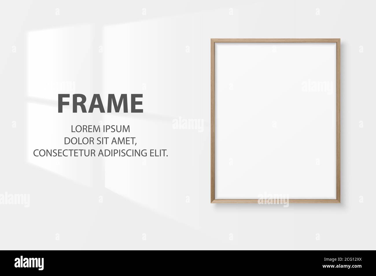 Vector 3d Realistic A4 Brown Wooden Simple Modern Frame on a White Wall ...