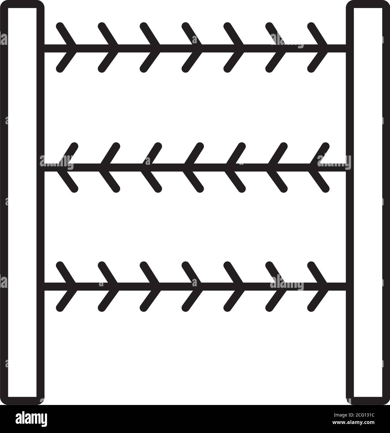 spikes fence icon over white background, line style, vector ...