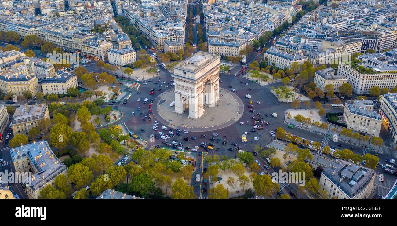 Aerial Paris Arc de Triomphe Stock Photo - Alamy