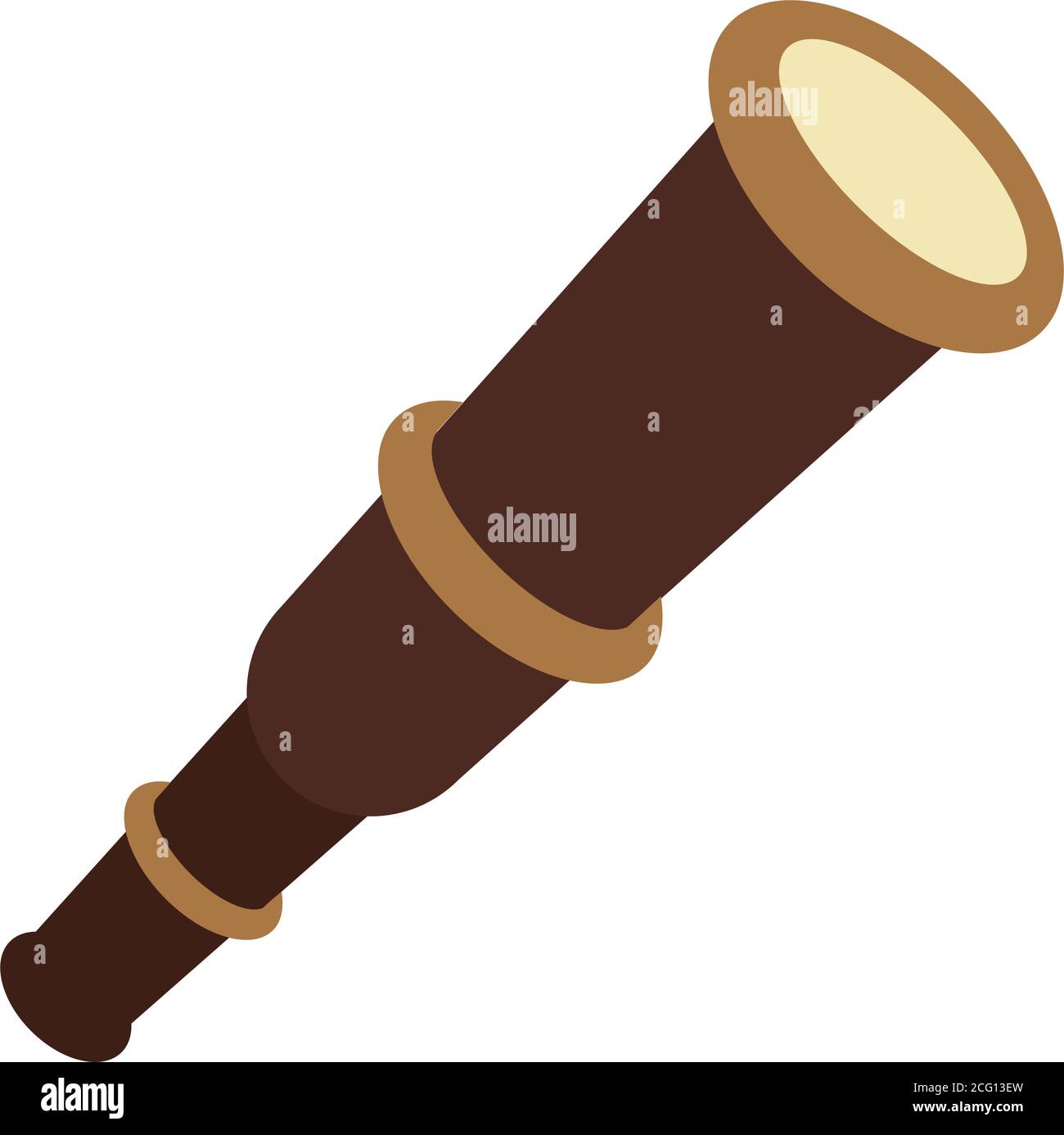 old spyglass icon over white background, flat style, vector ...