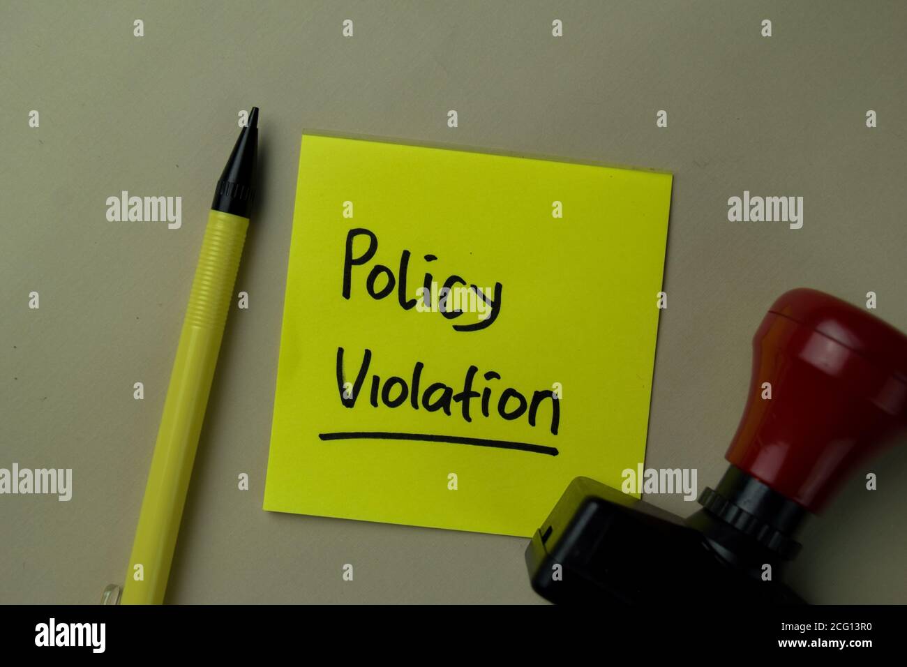 Policy Violation write on sticky notes isolated on office desk Stock ...