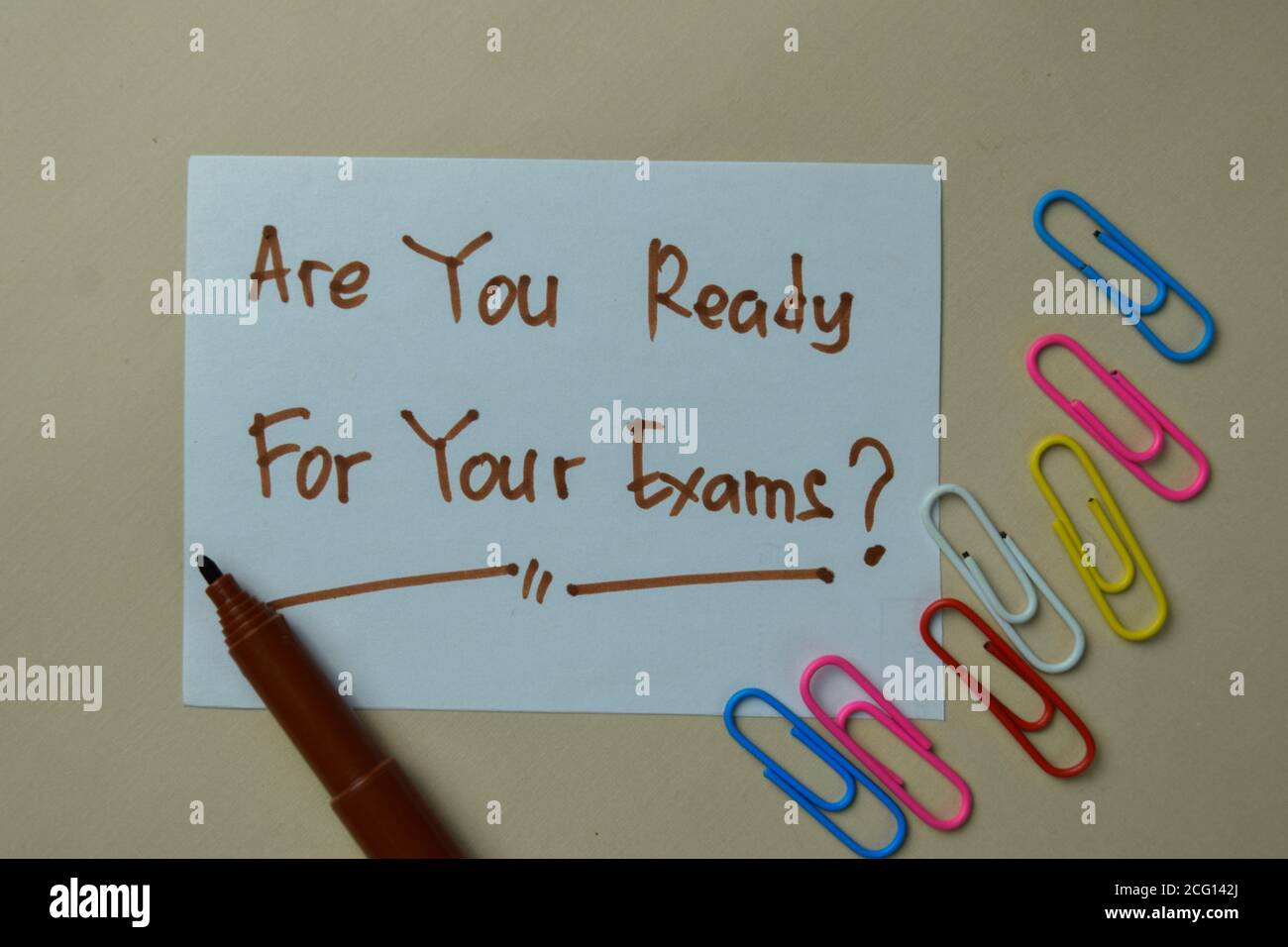 Are You Ready For Your Exams? write on sticky notes isolated on office ...