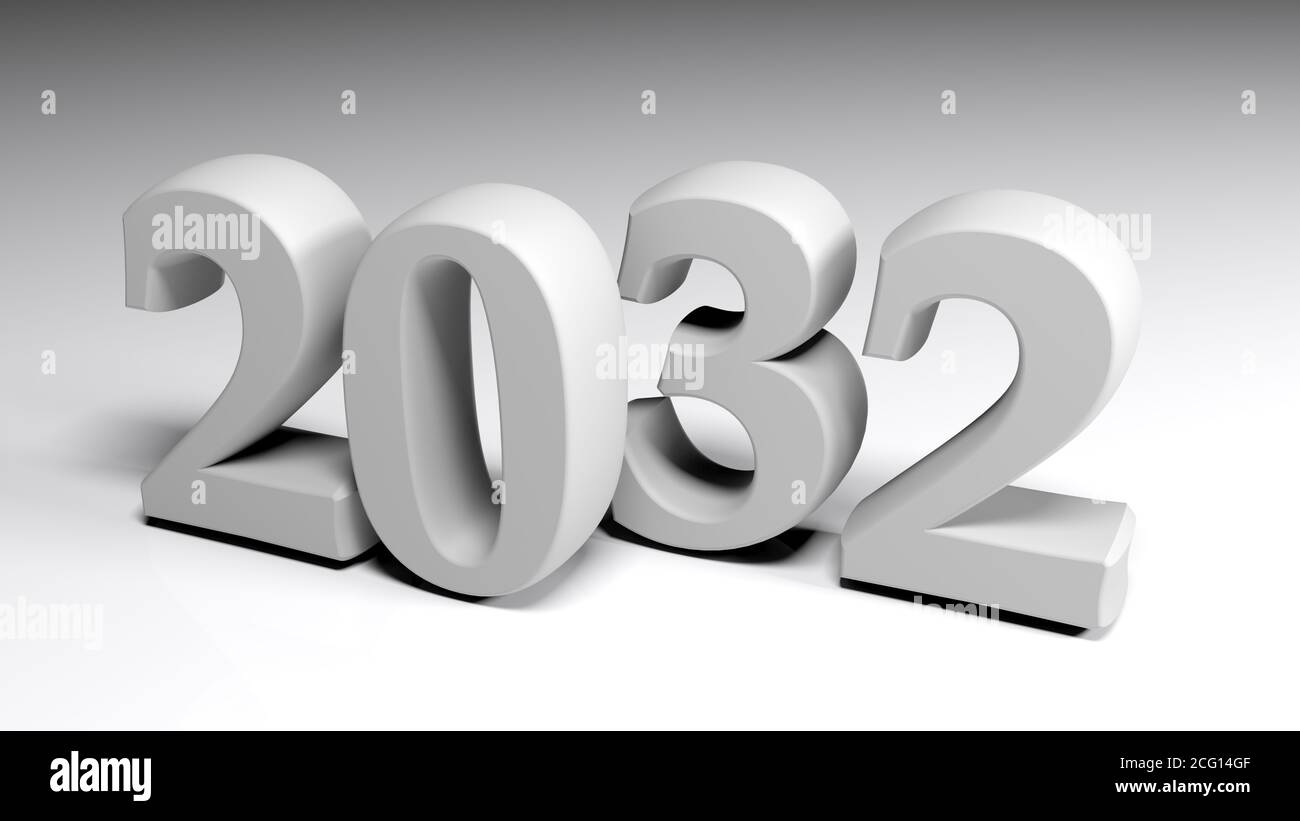2032 gray write on gray background - 3D rendering illustration Stock Photo - Alamy