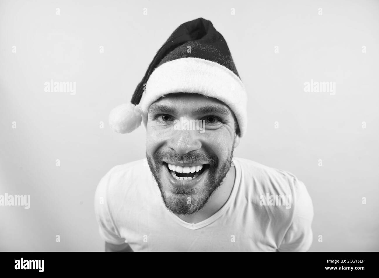 Santa claus fashion. Man santa smile at camera on orange background ...