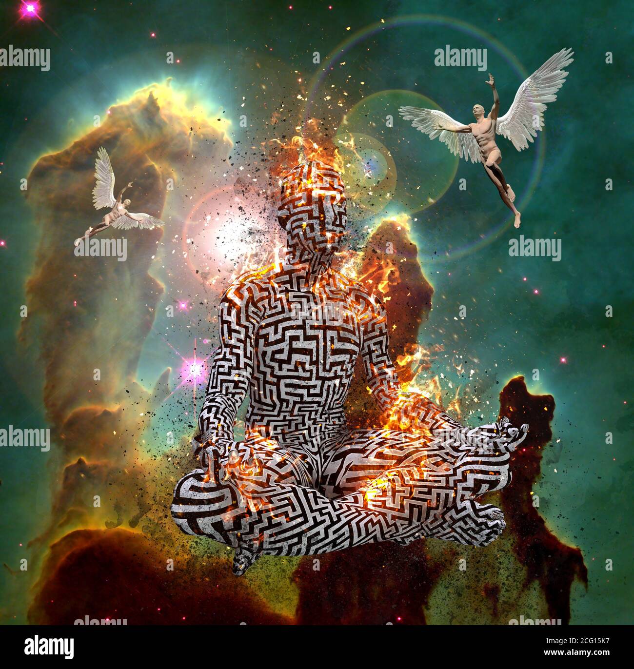 Meditation in space Stock Photo - Alamy