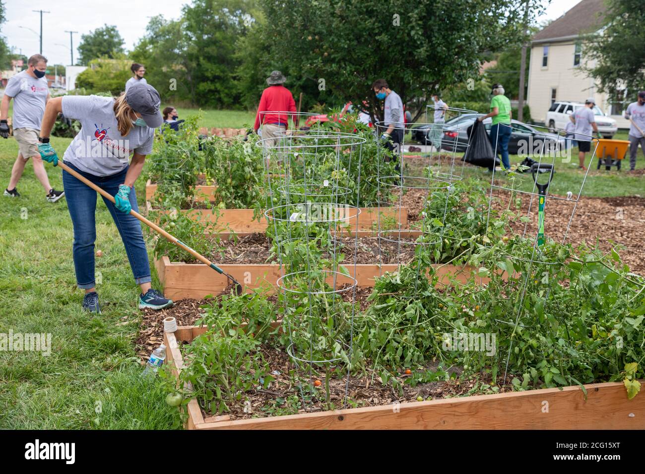 Detroit, Michigan - Volunteers work in the Grassroots Garden, a ...