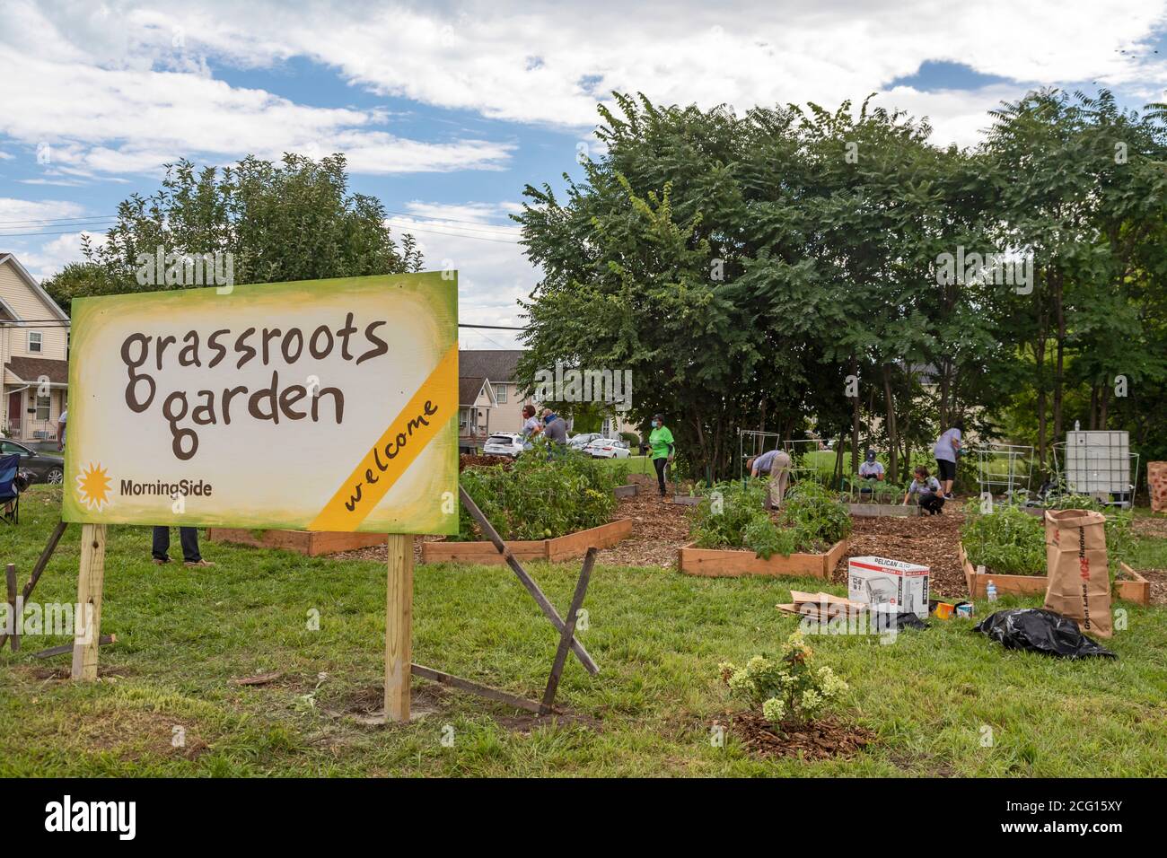 Detroit, Michigan - Volunteers work in the Grassroots Garden, a ...
