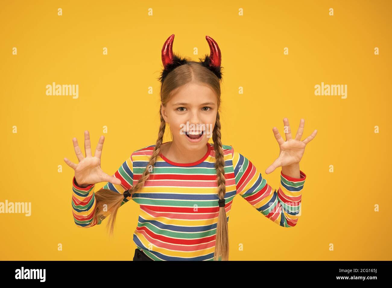 Im too cute to spook. Small child dressed for Halloween party. Little ...