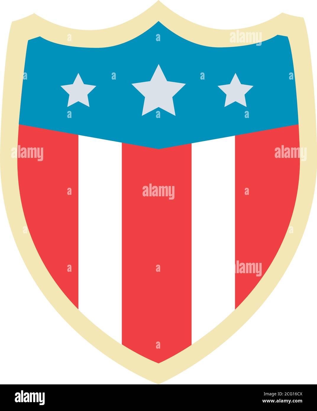 American shield icon over white background, flat style, vector ...