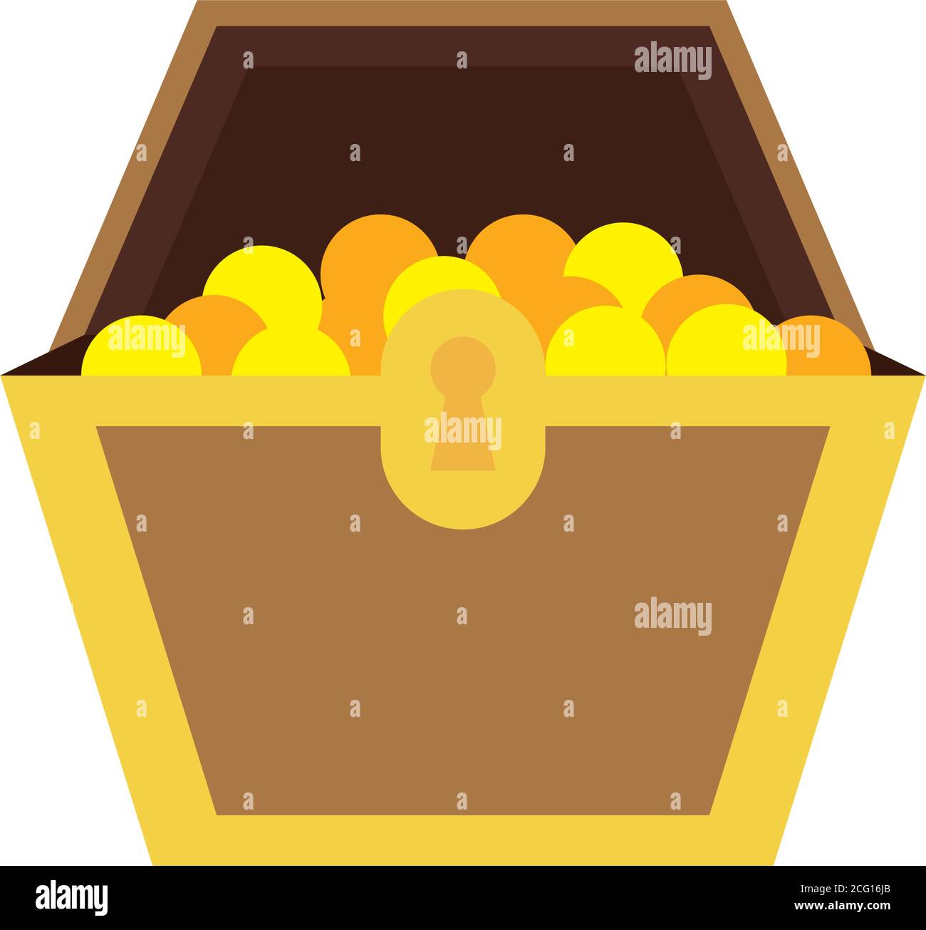 treasure box with money coins over white background, flat style, vector ...