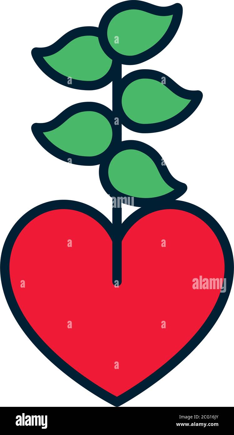 heart plant icon over white background, line and fill style, vector ...