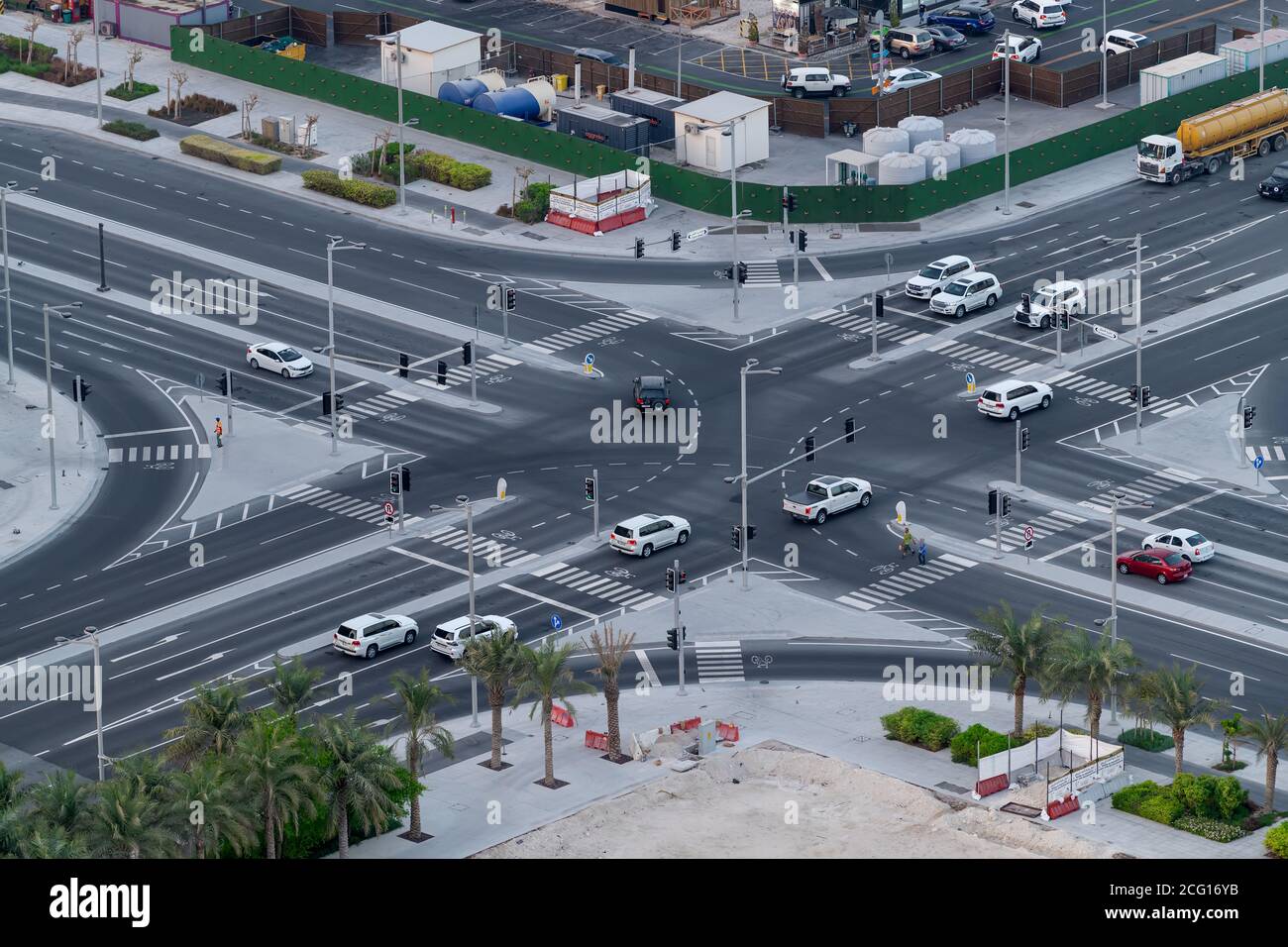 aerial view of street intersection in Lusail city Stock Photo - Alamy