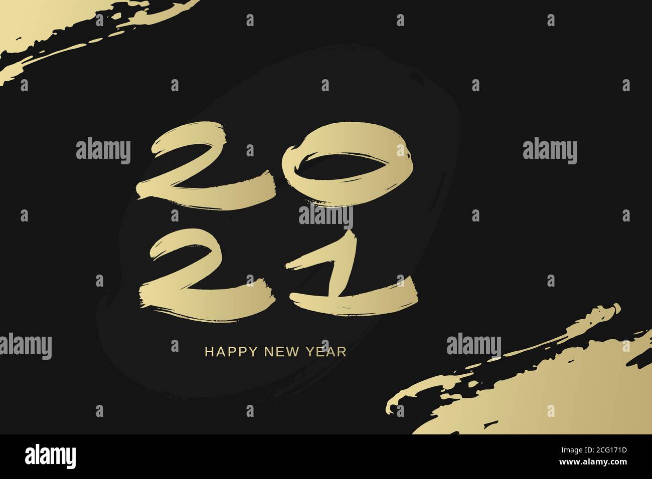 2021 design template for new year greeting. Brush and ink lettering ...