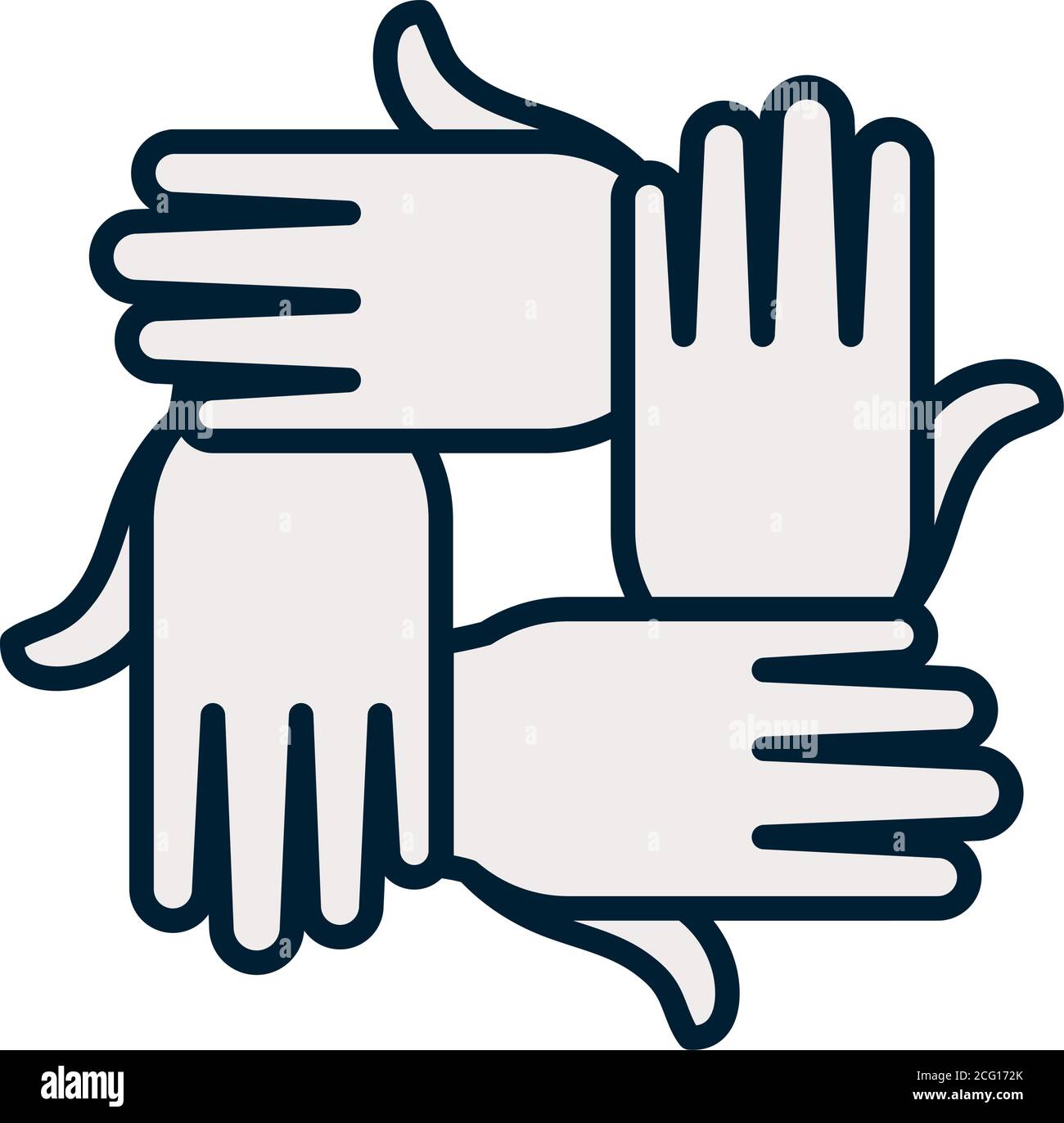 solidarity hands icon over white background, line and fill style ...
