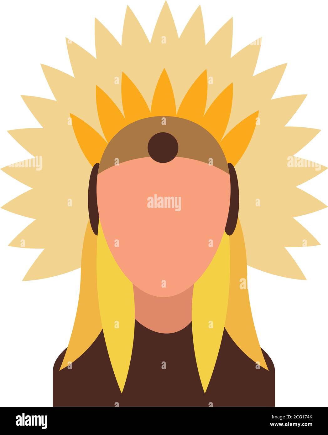 American native indian icon over white background, flat style, vector ...