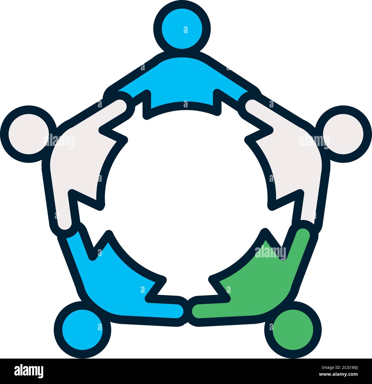 circle of pictogram people icon over white background, line and fill ...