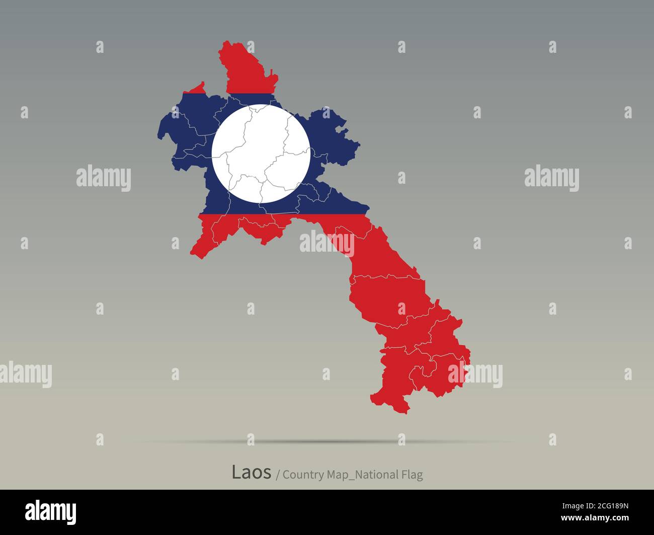 Laos Flag Isolated on Map. Asian countries map and flag Stock Vector ...