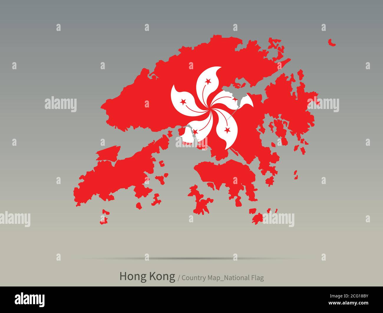 Hong Kong Flag Isolated on Map. Asian countries map and flag Stock ...