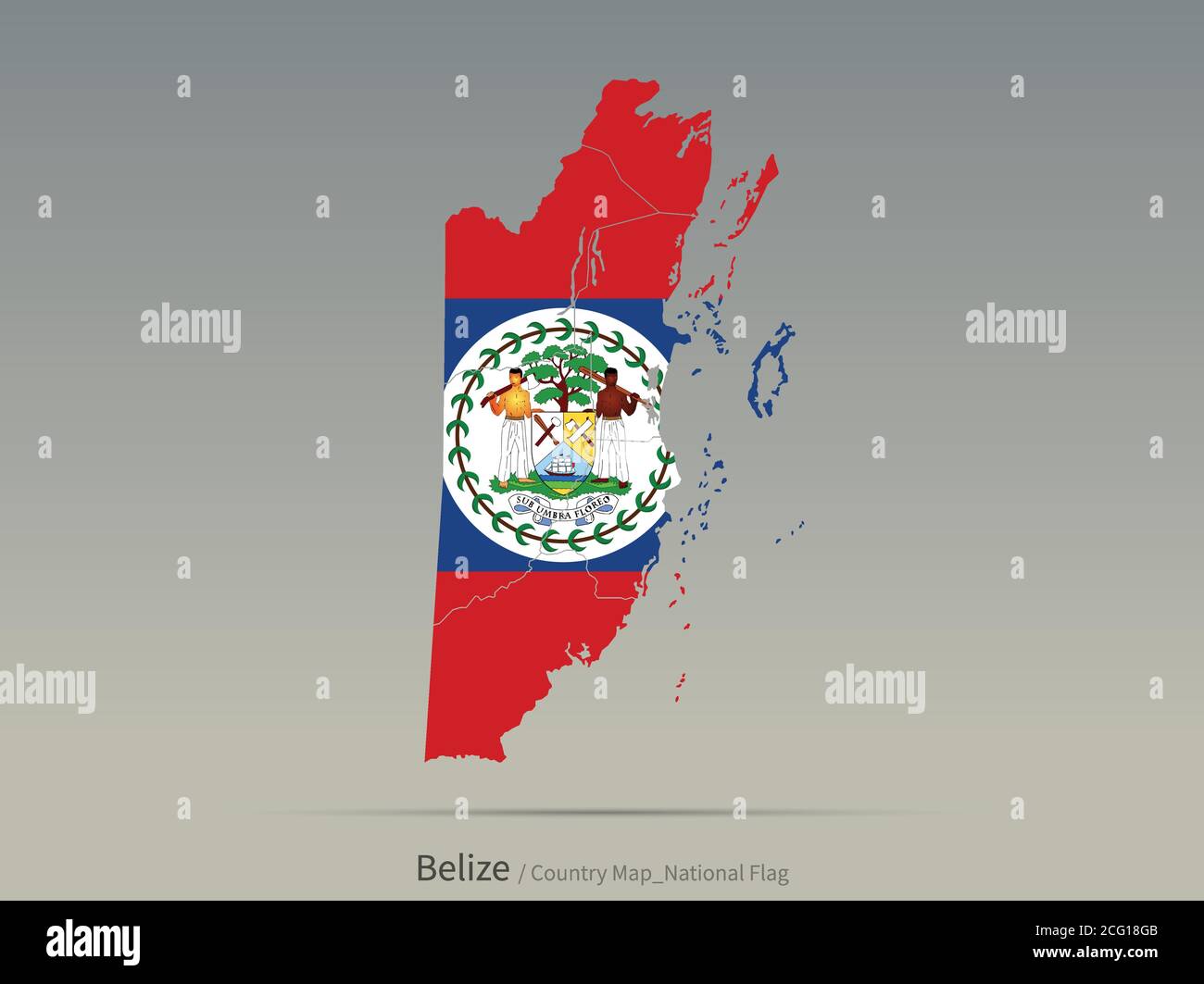 Belize Flag Isolated on Map. Central american countries map and flag Stock Vector Image & Art ...
