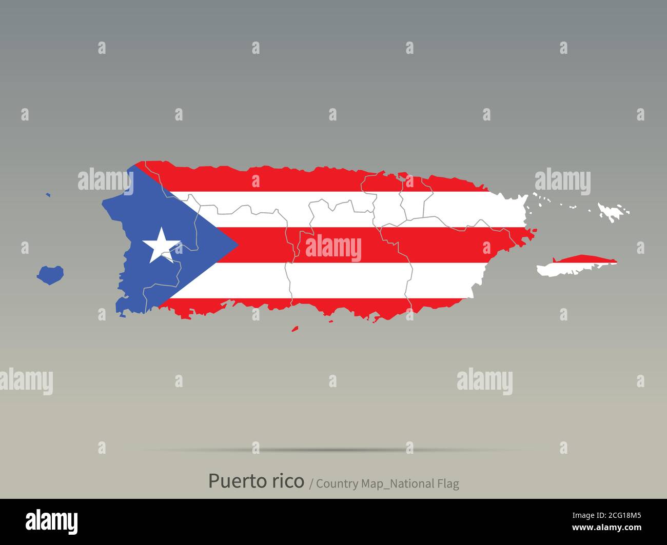 Puerto rico Flag Isolated on Map. Central american countries map and ...