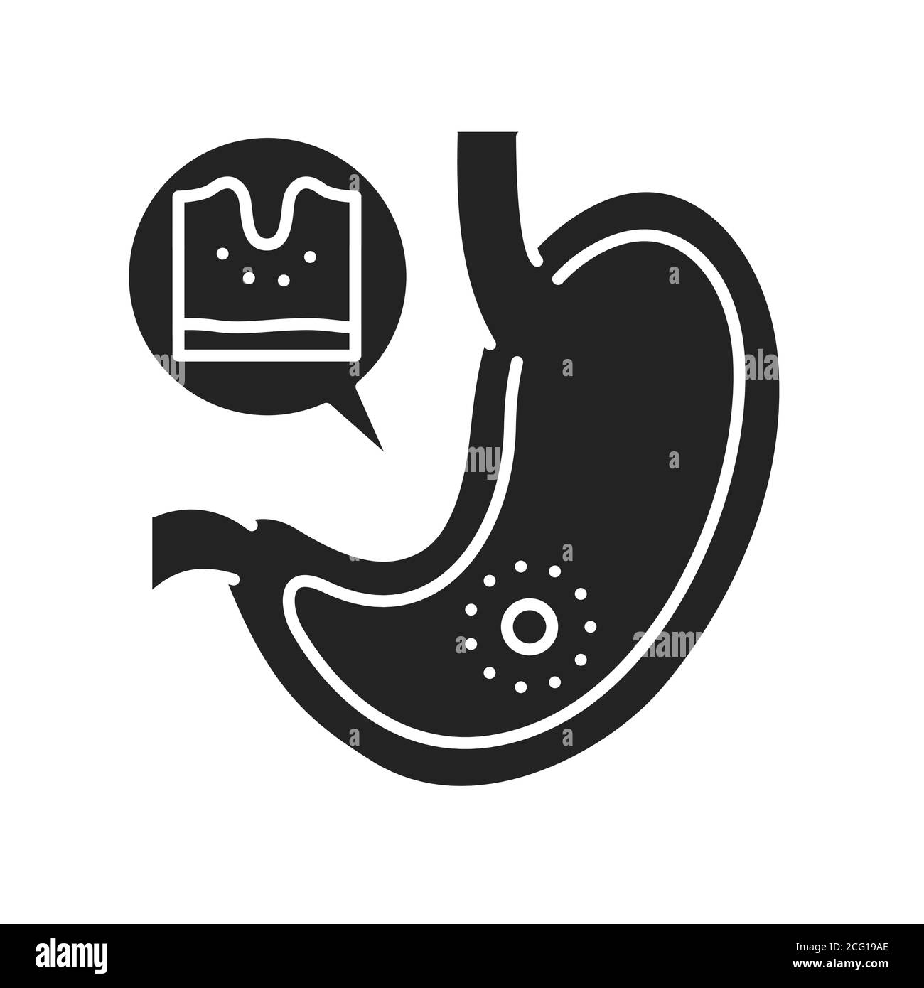 Stomach disease gastritis glyph black icon. Gastric inflammation. Human ...