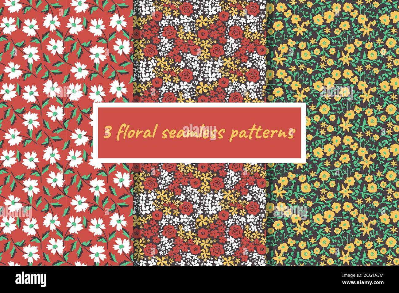 Stylized green floral patterns Stock Vector Images - Alamy