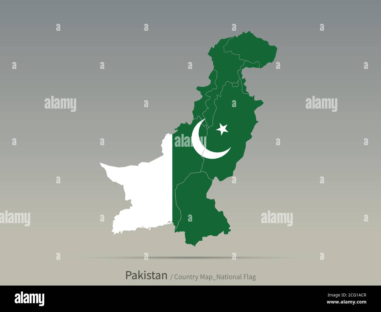 Pakistan Flag Isolated on Map. Central asian countries map and flag ...