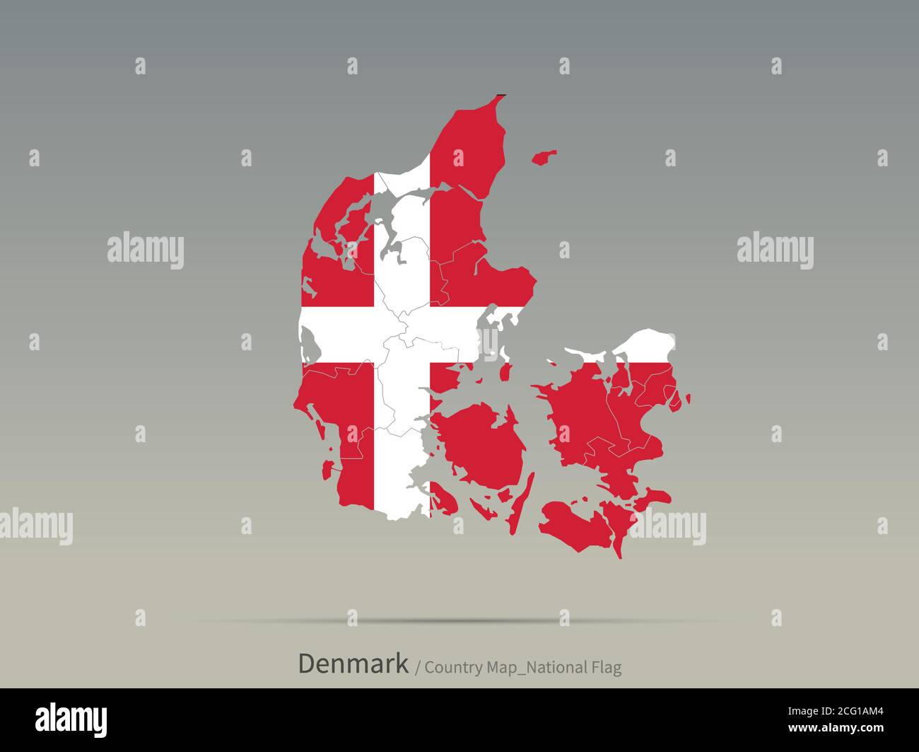 Denmark Flag Isolated on Map. European countries map and flag Stock ...