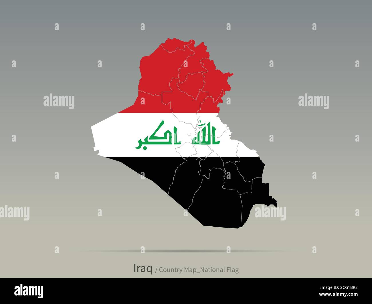 Iraq Flag Isolated on Map. Middle East countries map and flag Stock ...