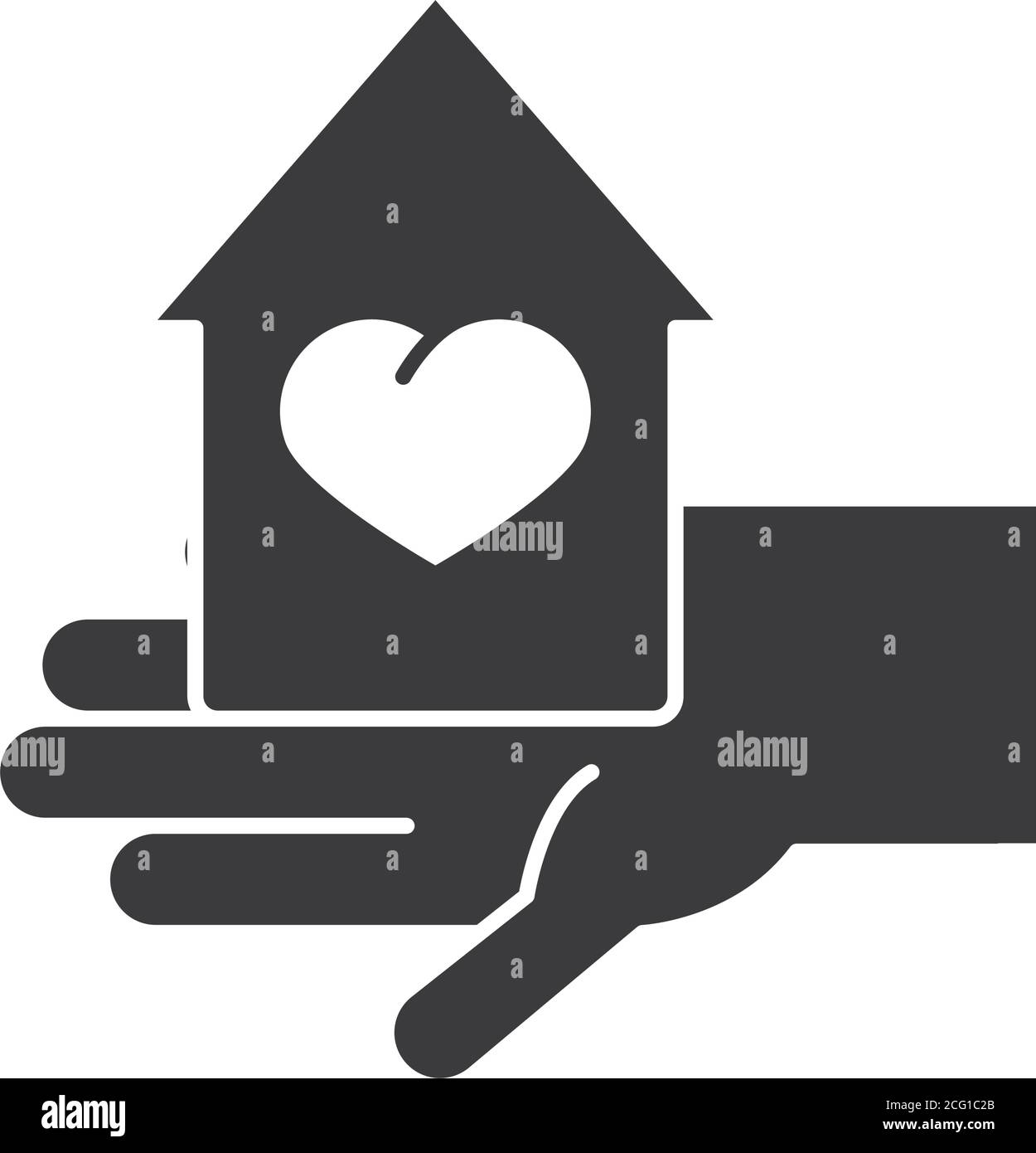 hand holds house love charity donation silhouette icon vector ...
