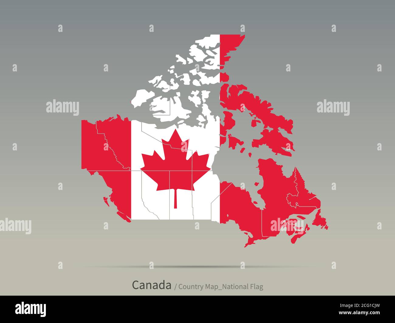 Canada Flag Isolated on Map. North American countries map and flag ...