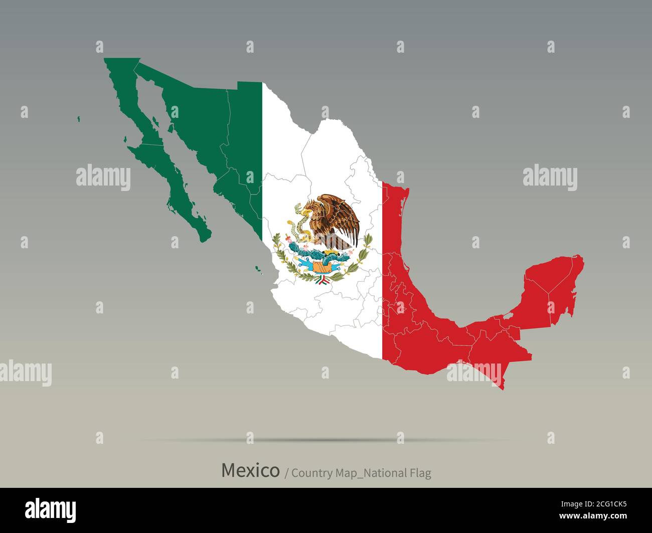 Mexico Flag Isolated on Map. North American countries map and flag ...