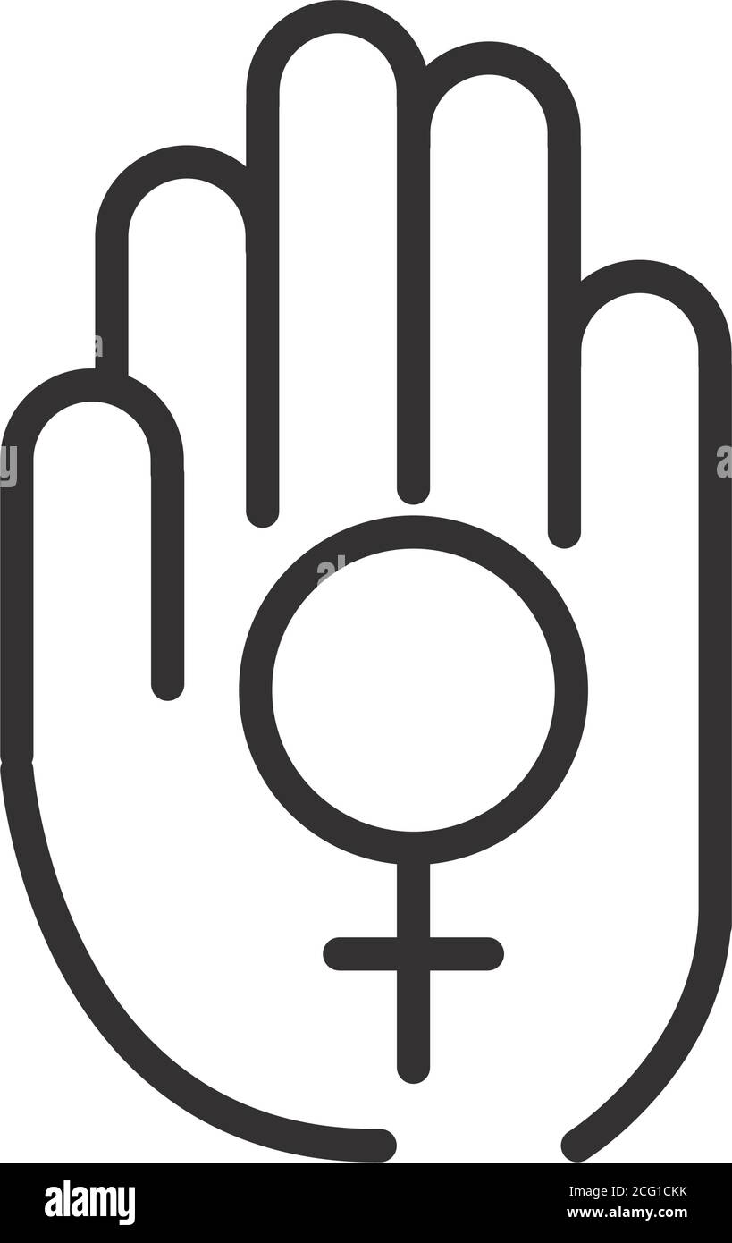 feminism movement icon, hand with gender emblem, female rights ...