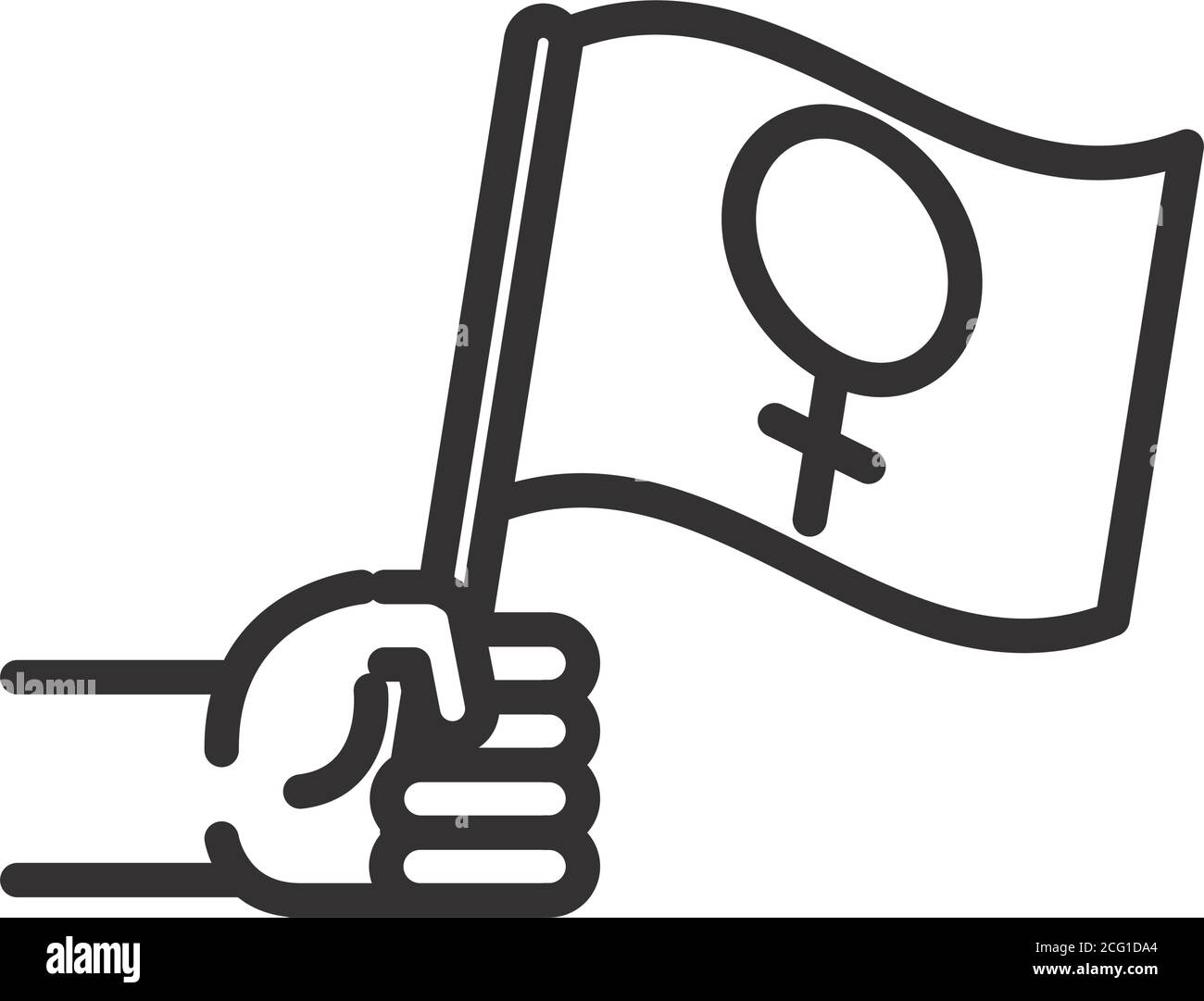 feminism movement icon, hand holding flag with gender sign, female ...