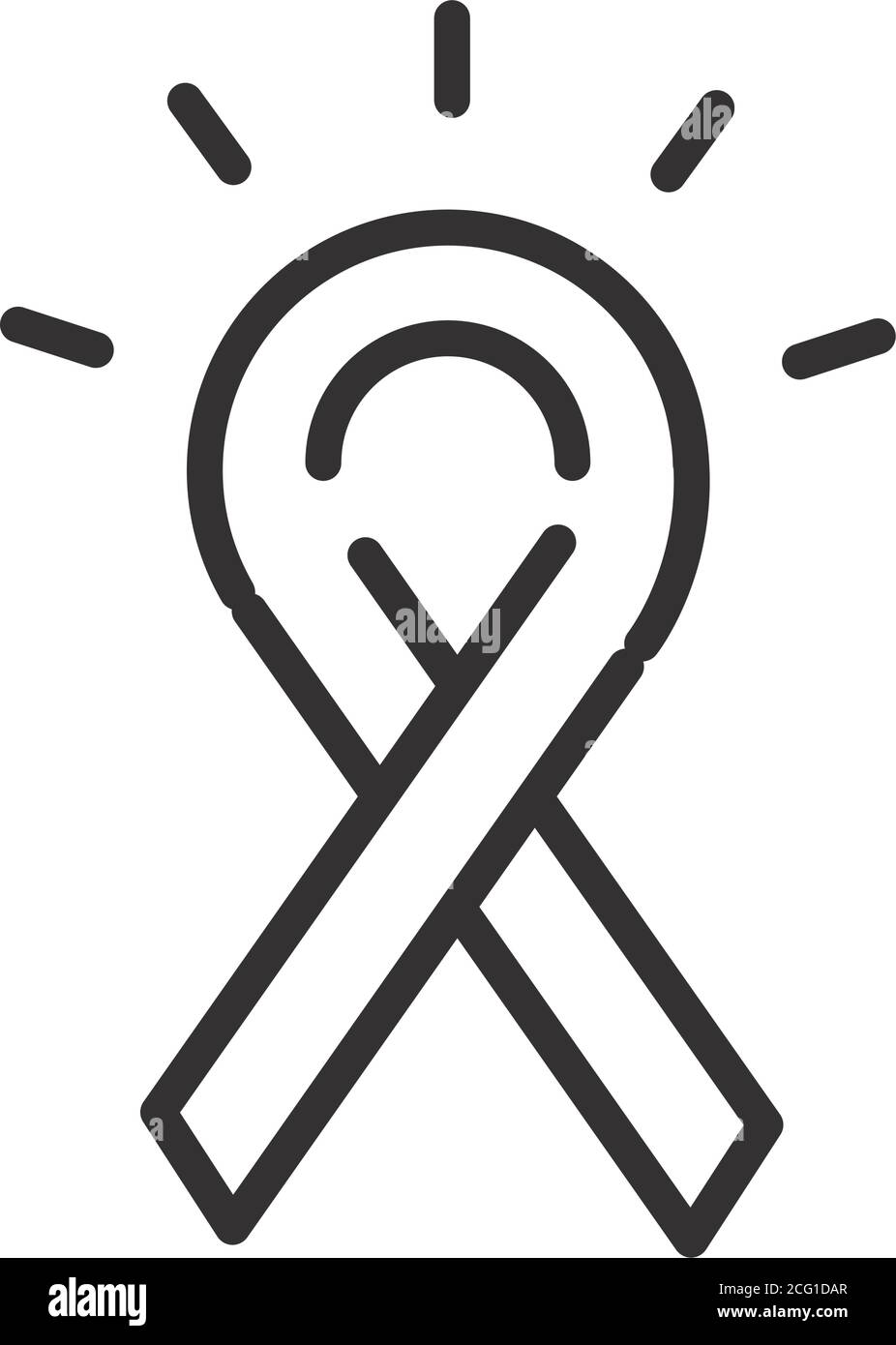 feminism movement icon, ribbon emblem female rights pictogram line ...