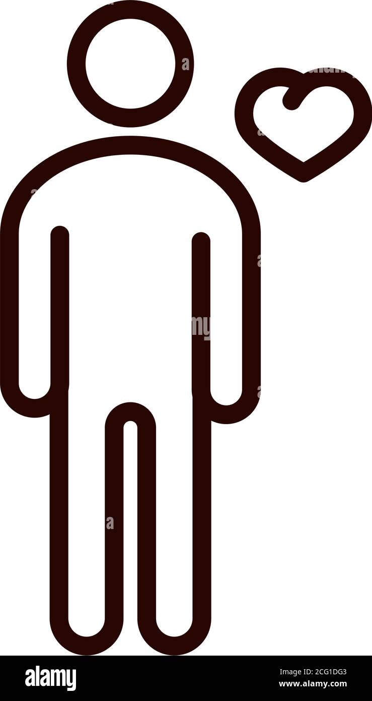 community and partnership love heart character line icon vector ...