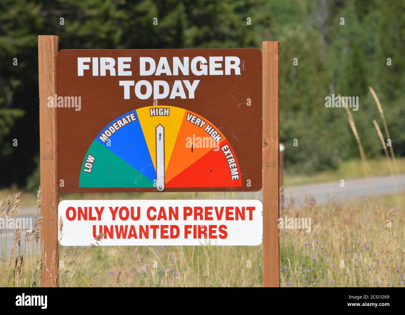 Fire Danger Today Sign in the Wyoming Rocky Mountains Stock Photo - Alamy