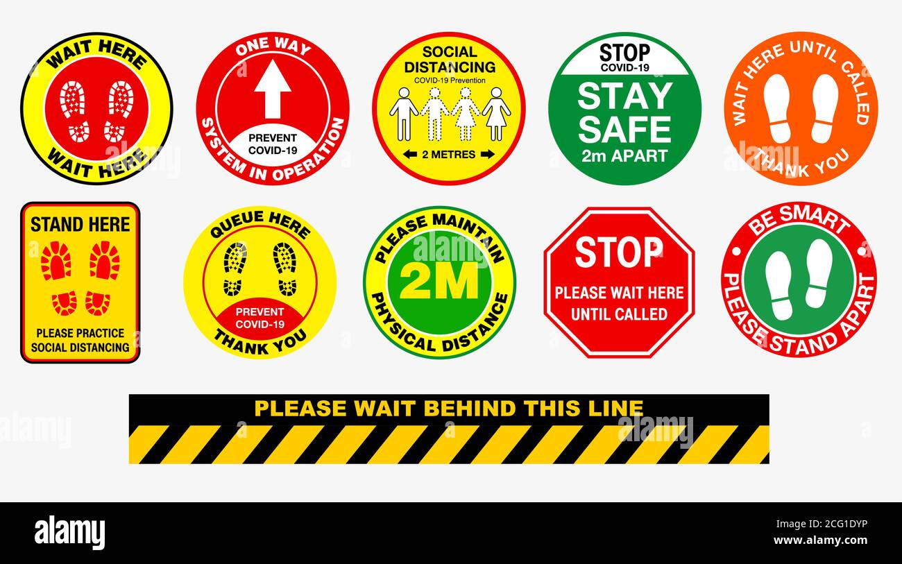 Social distancing floor stickers Cut Out Stock Images & Pictures - Alamy