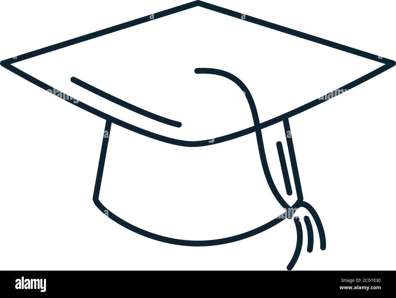 back to school, graduation hat success elementary education line icon ...