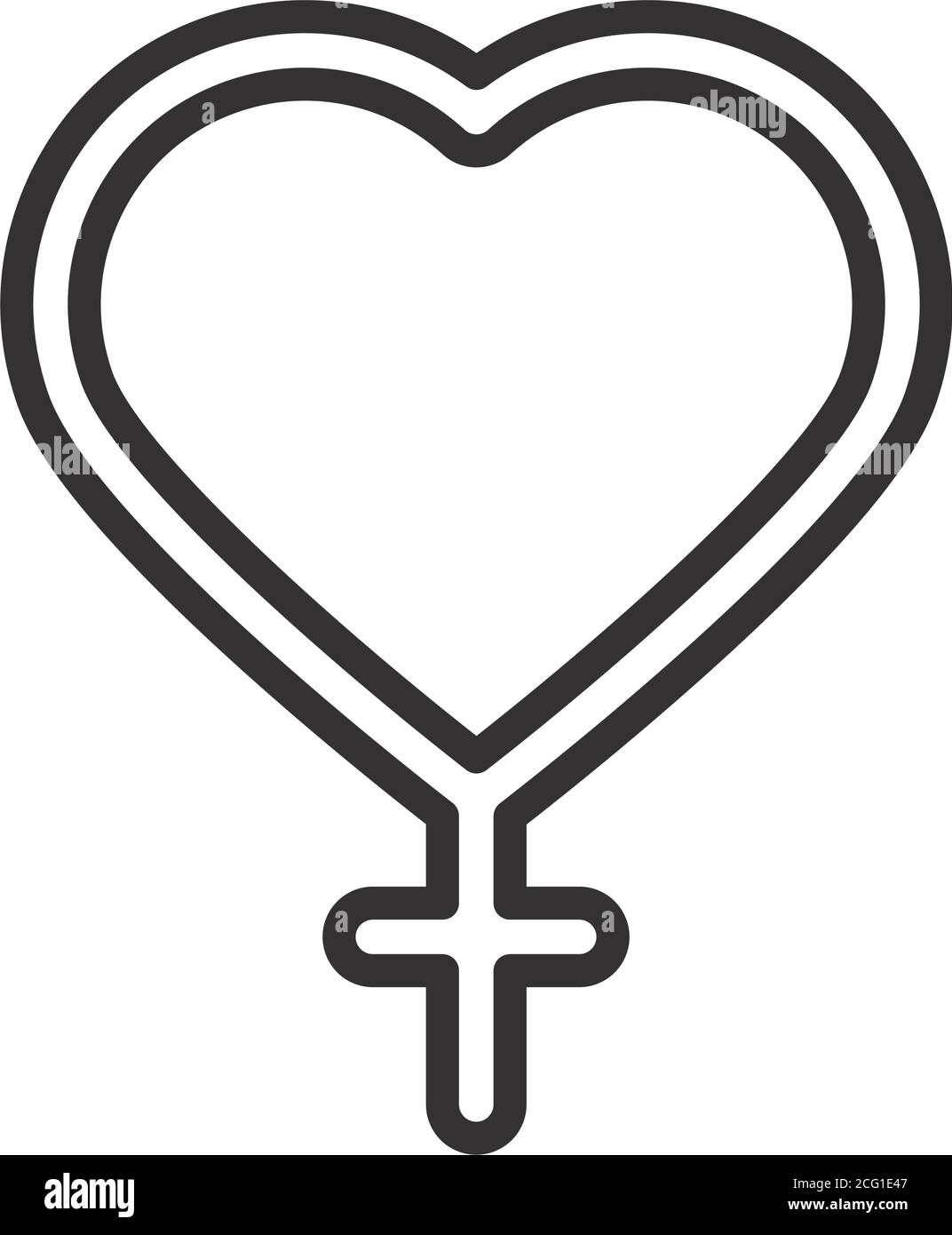 feminism movement icon, heart shaped gender sign, female rights ...