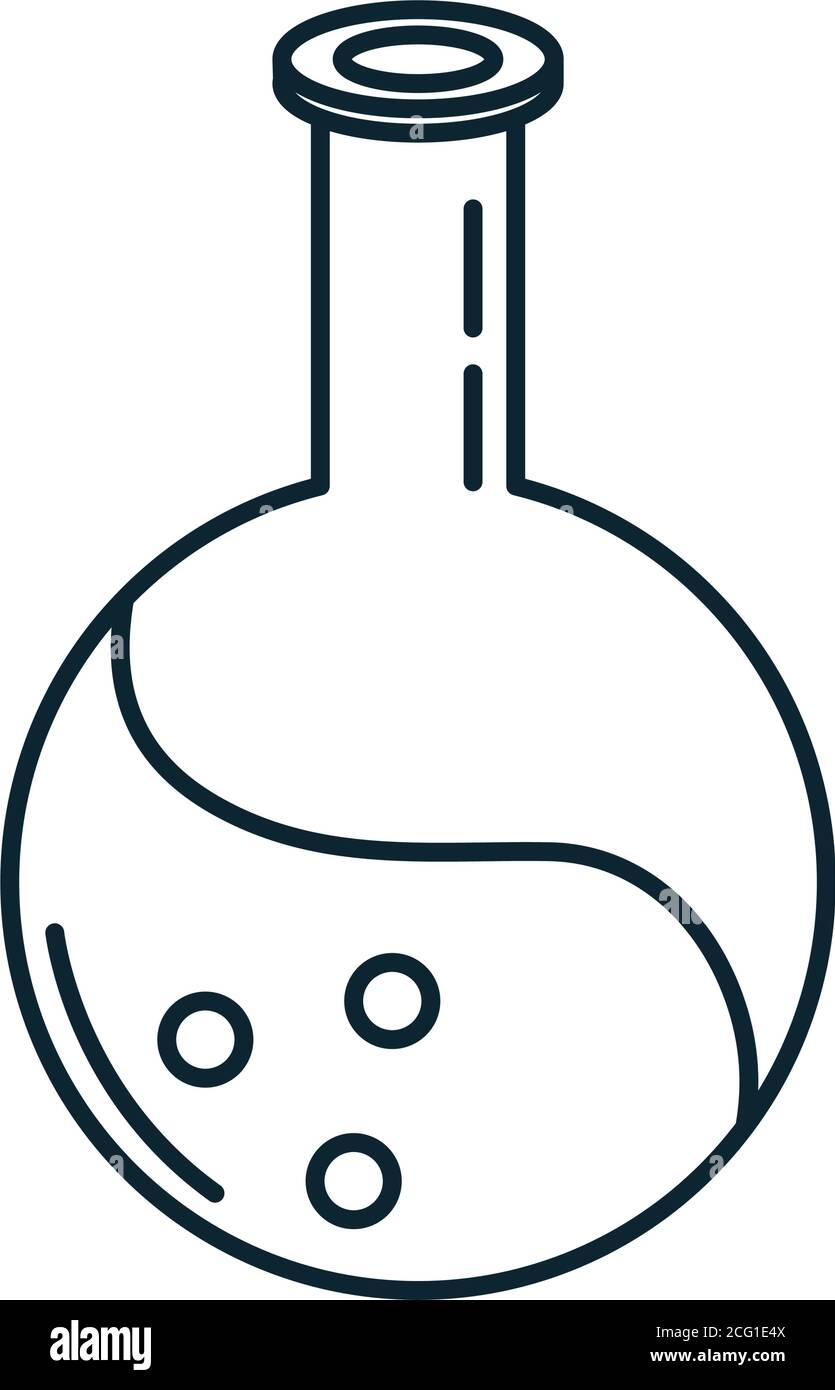 back to school, laboratory flask science elementary education line icon ...