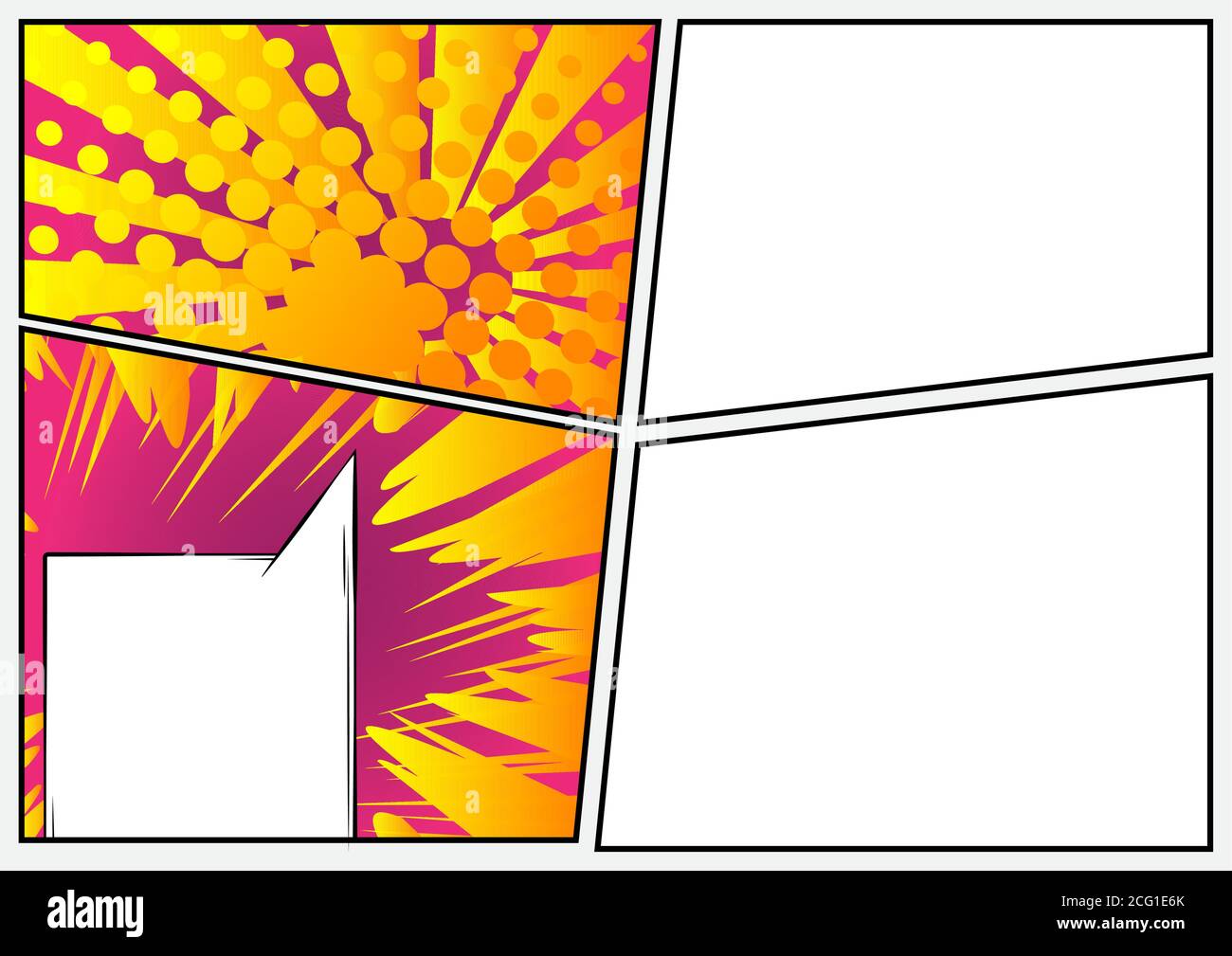 Comic book page with colorful elements and blank space. Cartoon design ...