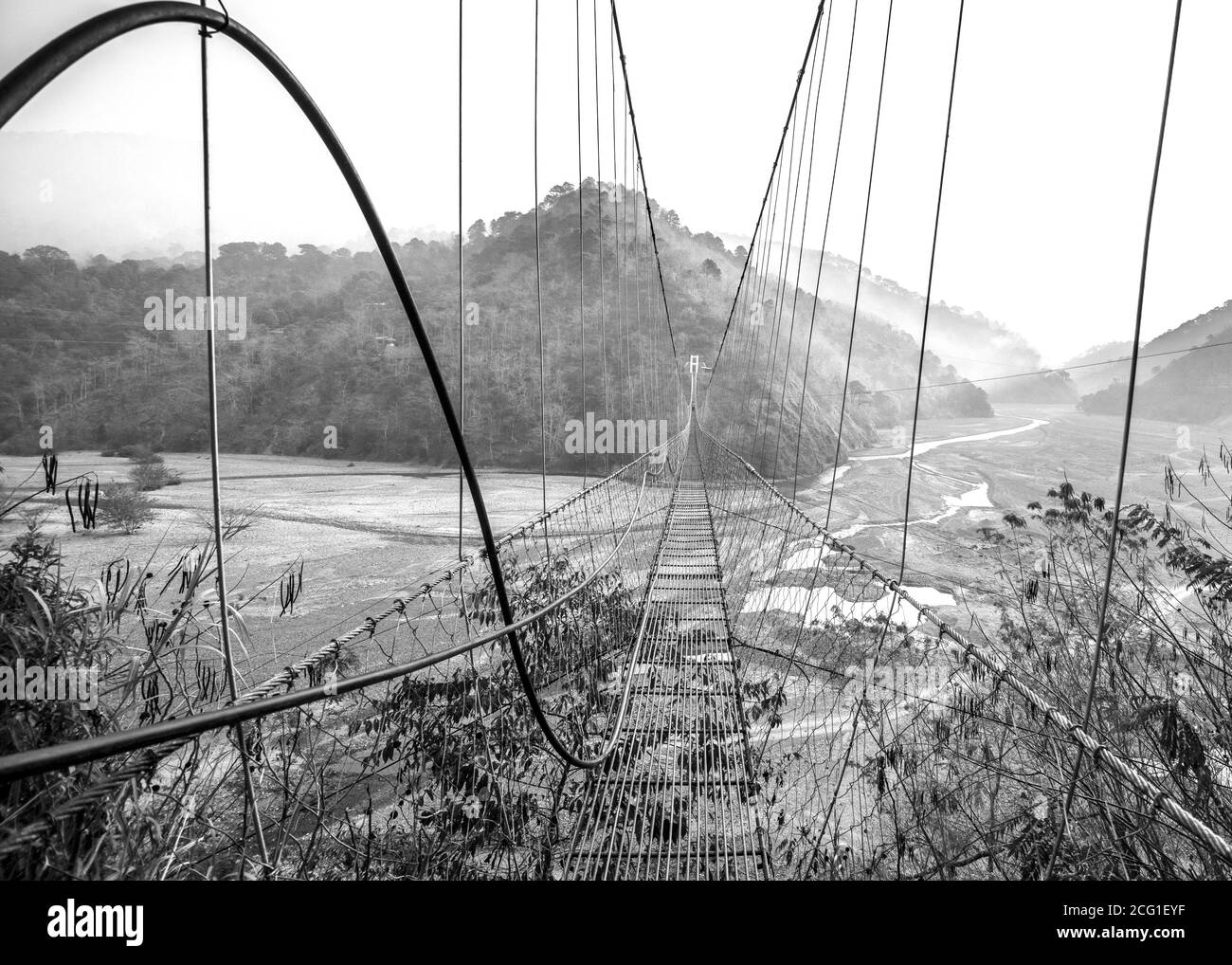 Hanging Footbridge over a Dried Lake, Ambuklao, Bokod, Benguet ...