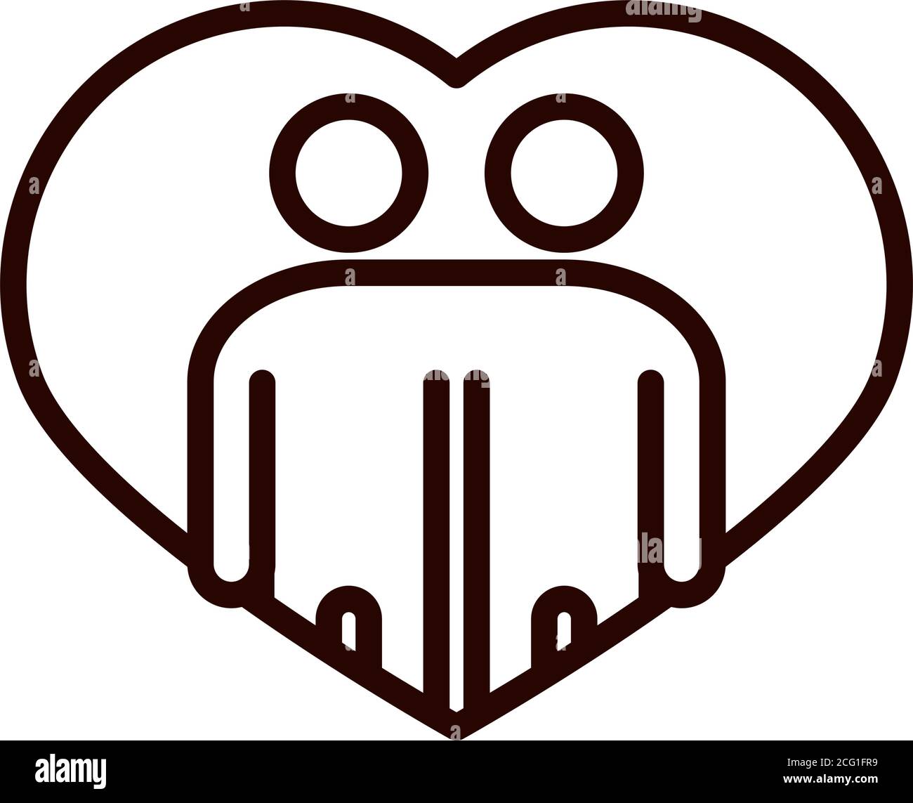 people hugging together inside heart community and partnership line ...