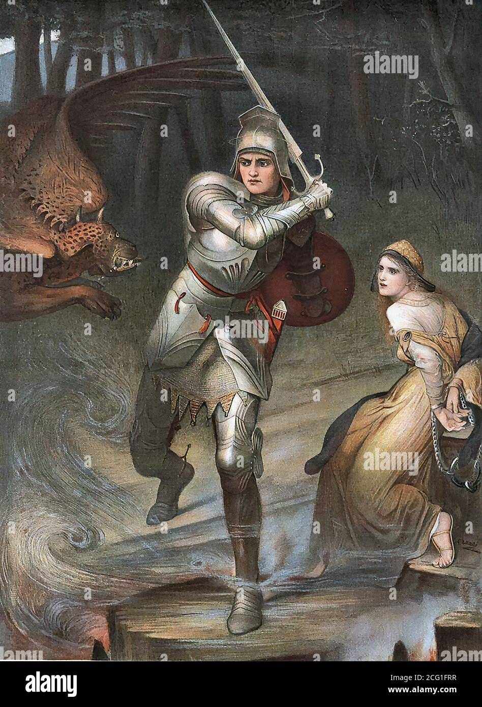 Hallé Edward Charles - St George - British School - 19th Century Stock ...