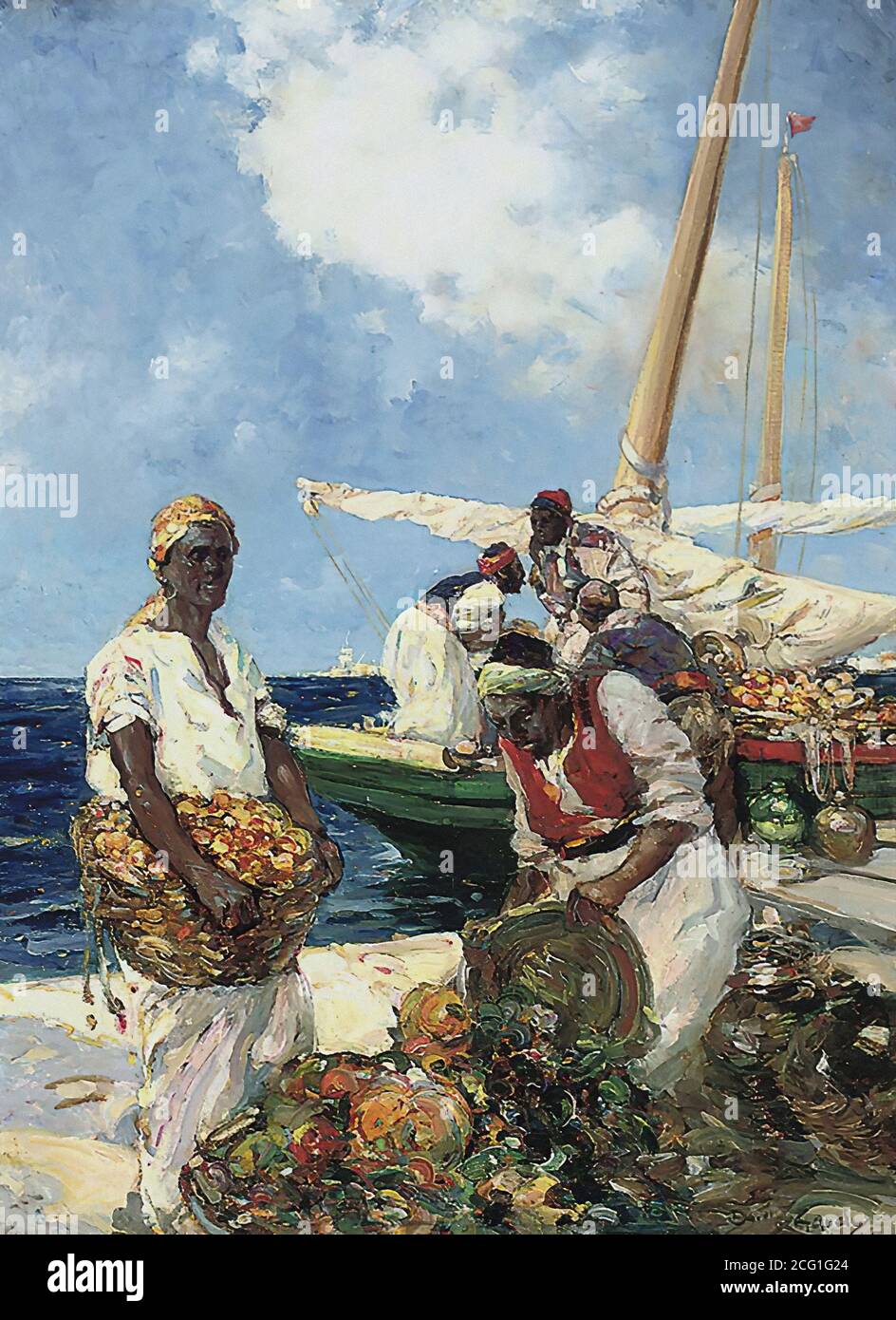 Hardy Dudley - Unloading Fruit on the Quayside - British School - 19th ...