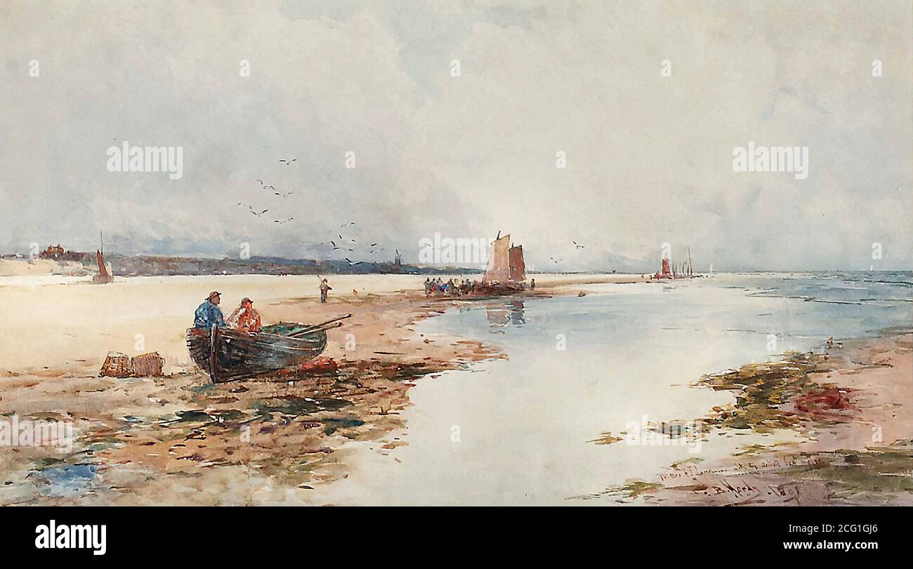 Hardy Thomas Bush - Beached Rowing Boat and Fishing Smacks by an ...